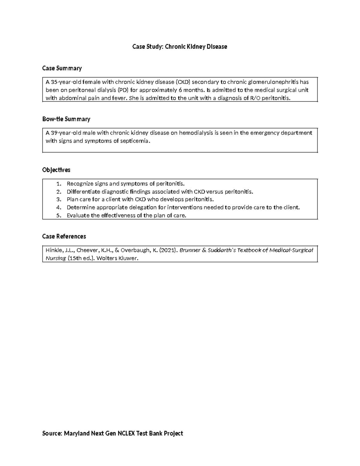 Chronic Kidney Disease Case Study ALA - Case Study: Chronic Kidney ...