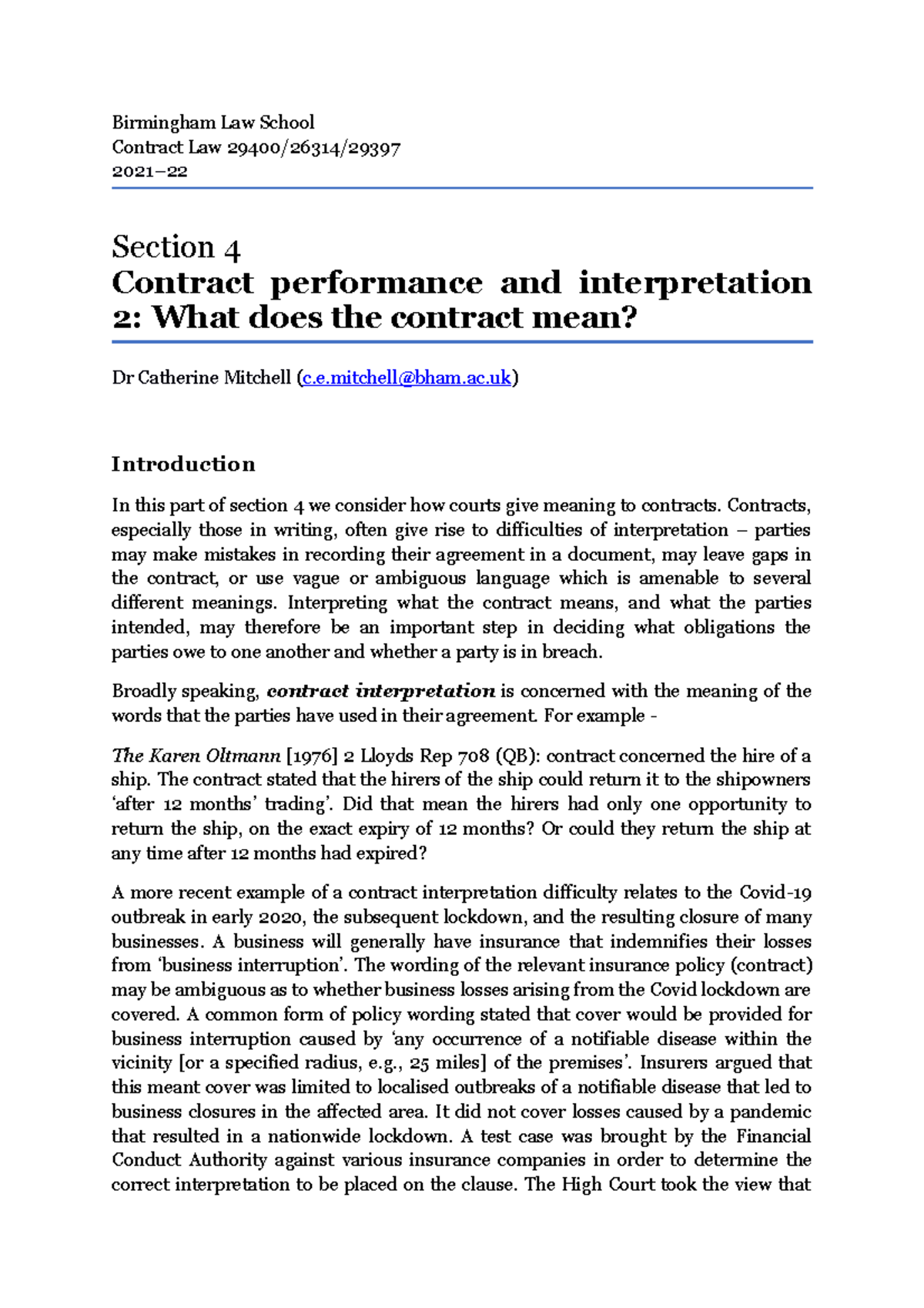 Section 4 2 Interpretation And Implied Terms Birmingham Law School