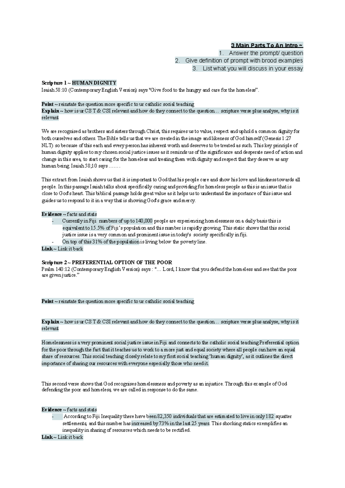 Religion Essay ~-2 - 3 Main Parts To An Intro ~ 1. Answer the prompt ...