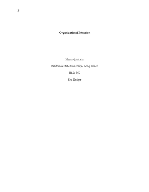 Final Project Paper HRM 360 - Organizational Behavior Application ...