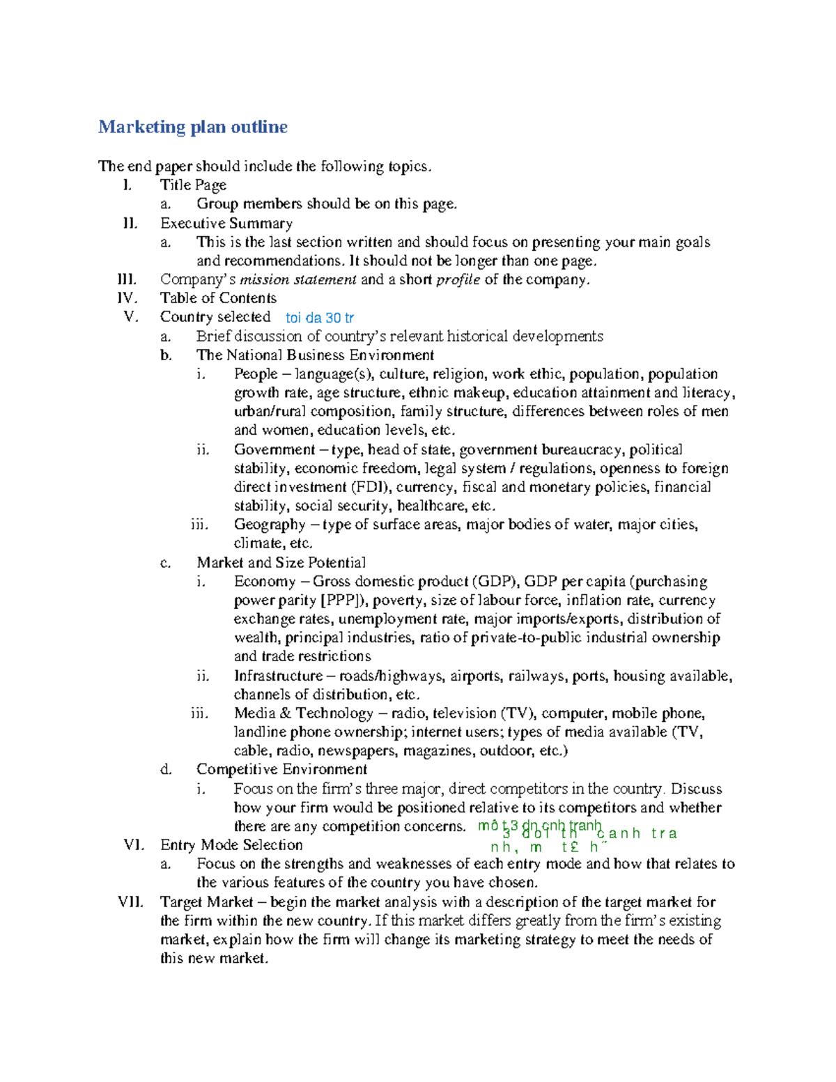 Marketing-Plan-Guideline-IM-2019 - Marketing plan outline The end paper ...