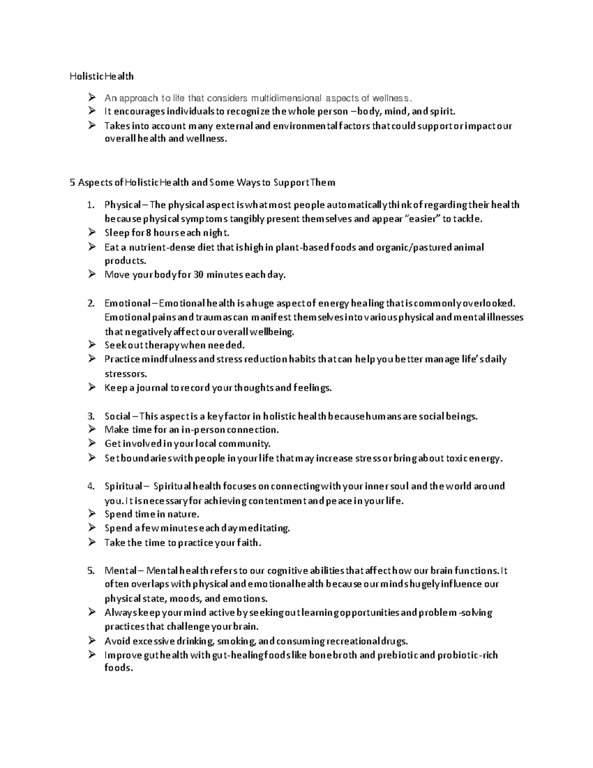 5 Aspects of Holistic Health and Some Ways to Support Them - Holistic ...