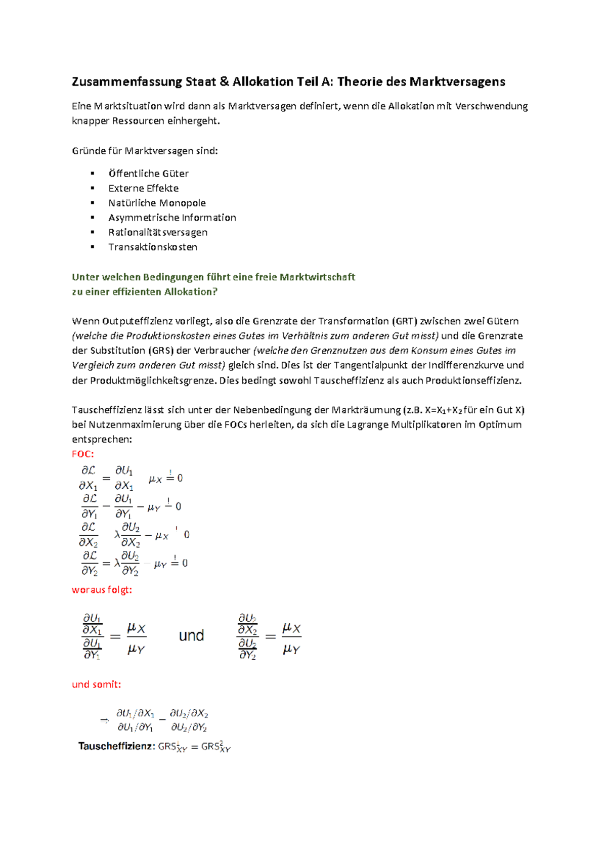 Zusammenfassung Statt und Allokation - Zusammenfassung Staat ...