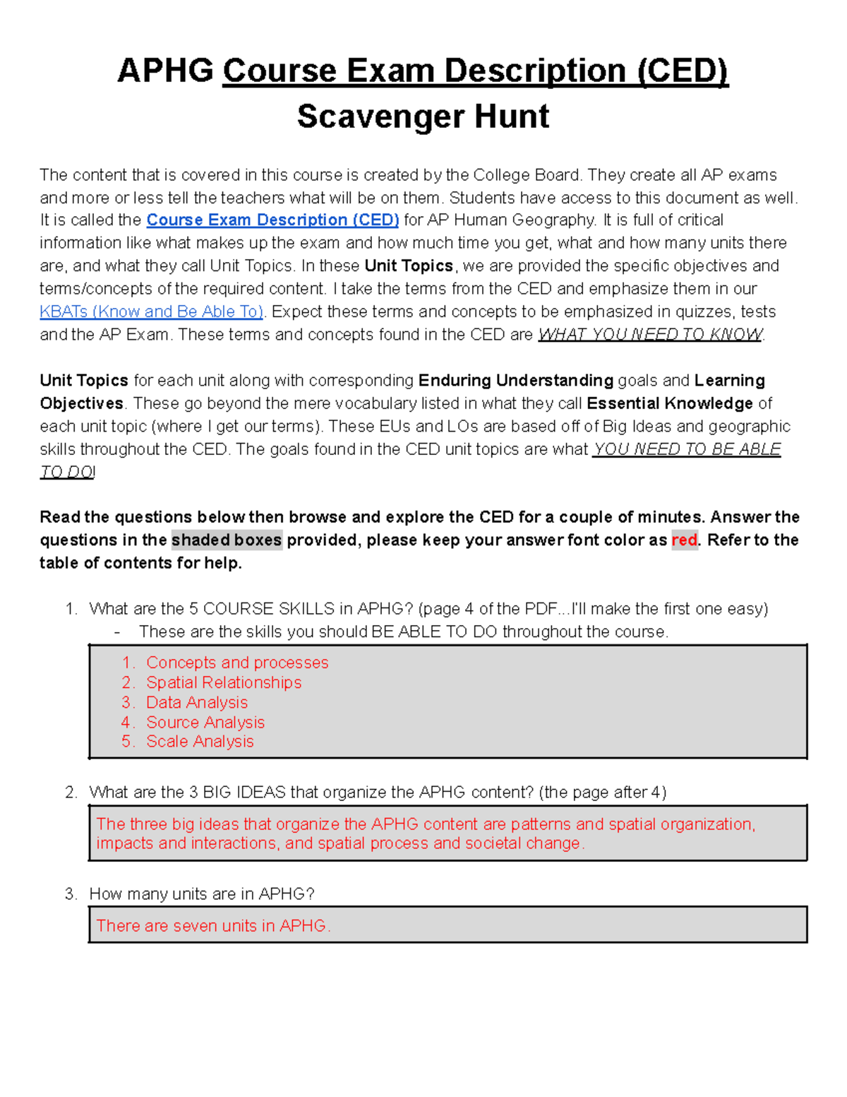 Copy of APHG CED Scavenger Hunt (Digital) - APHG Course Exam ...