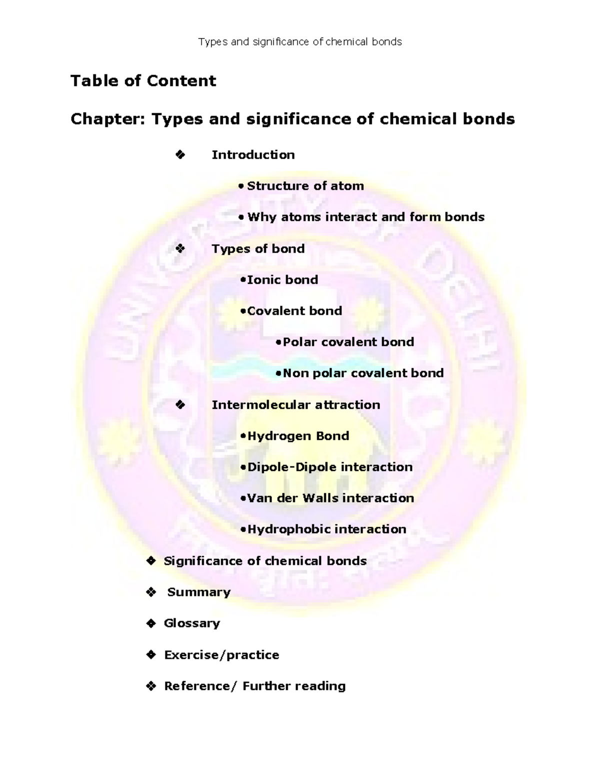 Unit -10 Types and significance of chemical Bonds - Types and ...