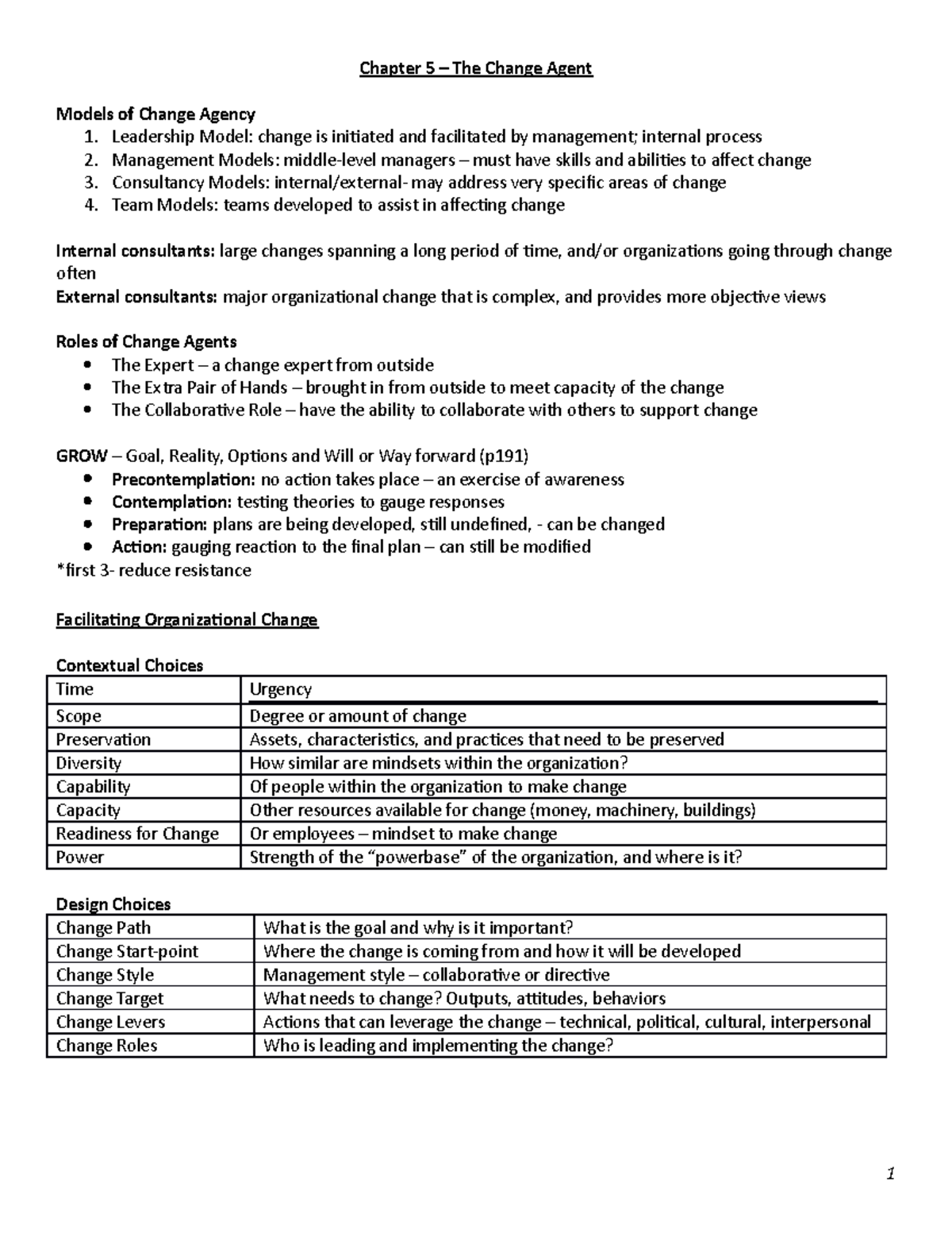 Change Agent Models and Roles in Organizational Change - Studocu