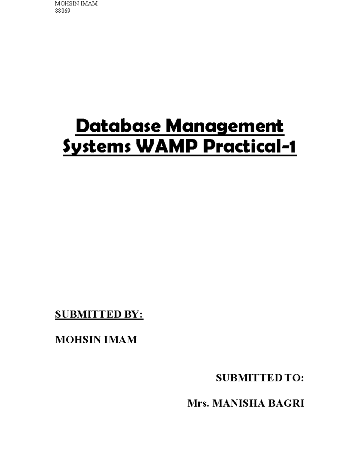 88069 Dbmsprac Practical File For Dbms According To Delhi University Syllabus 88069 Database