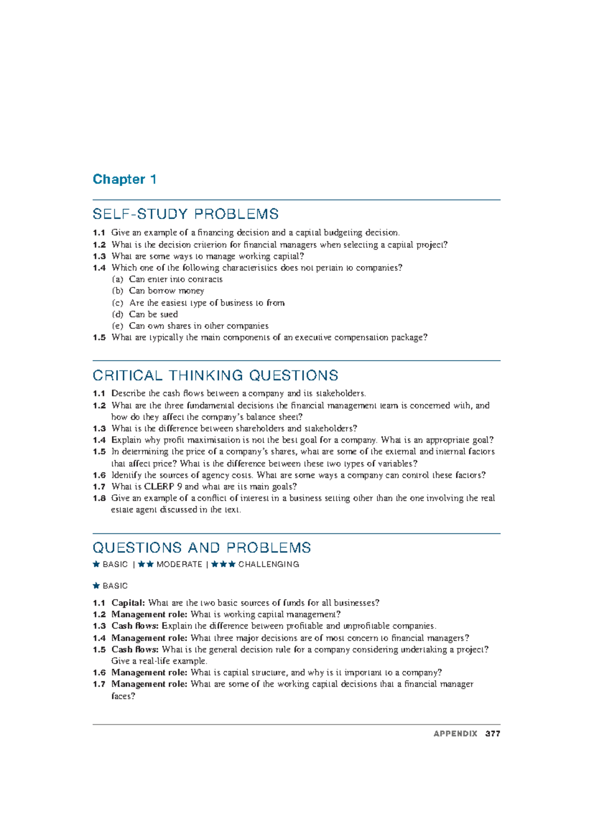 Questions- Week 1 - notes - APPENDIX 377 APPENDIX Chapter 1 SELF-STUDY ...