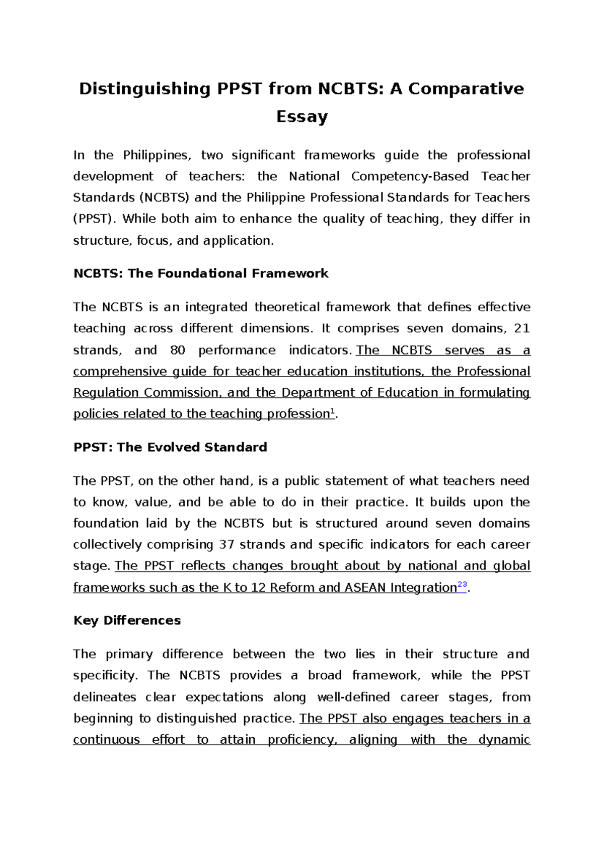 Distinguishing PPST from Ncbts - Distinguishing PPST from NCBTS: A ...