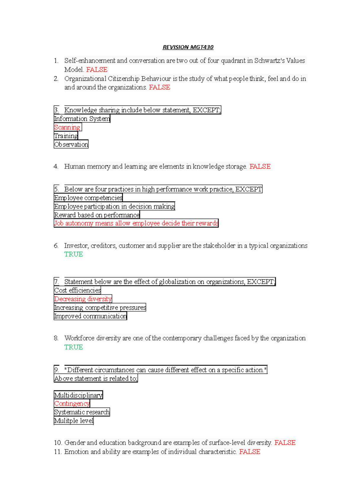 Revision mgt430 - REVISION MGT Self-enhancement and conversation are ...