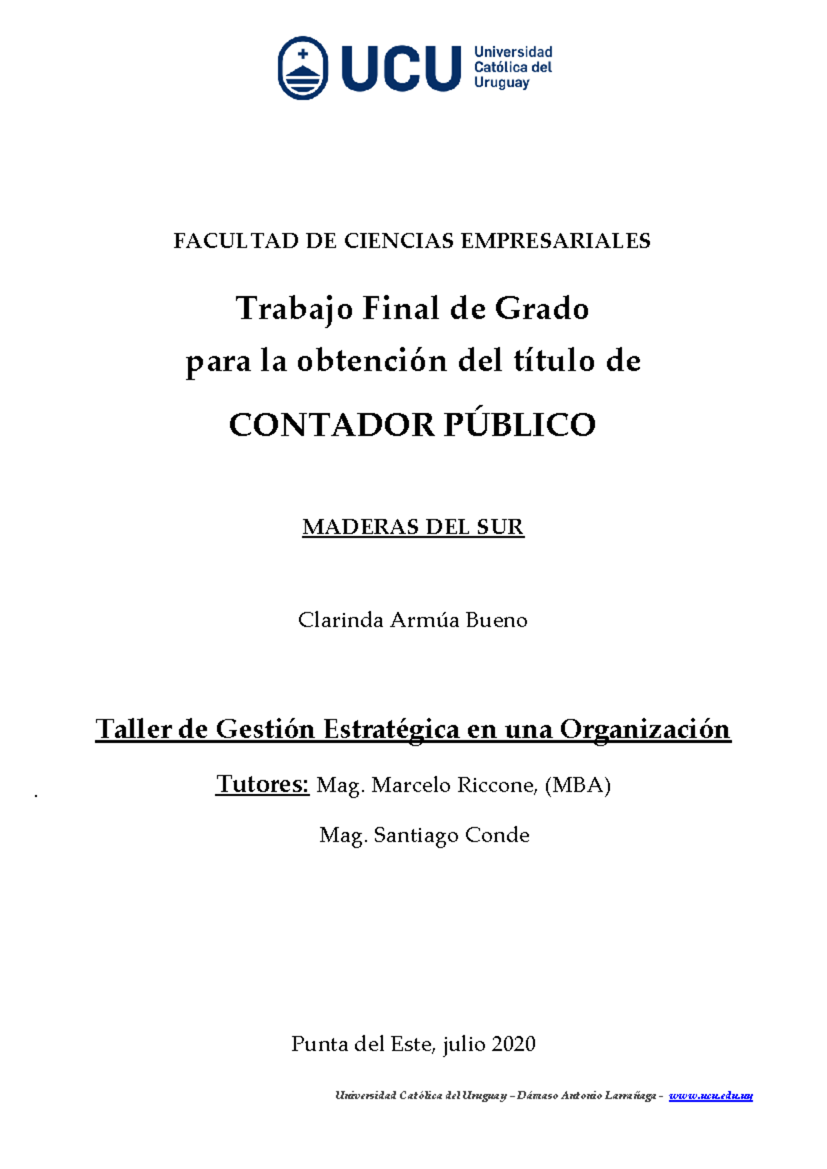 Trabajo Final de Grado para la obtención del título de CONTADOR PÚBLICO ...