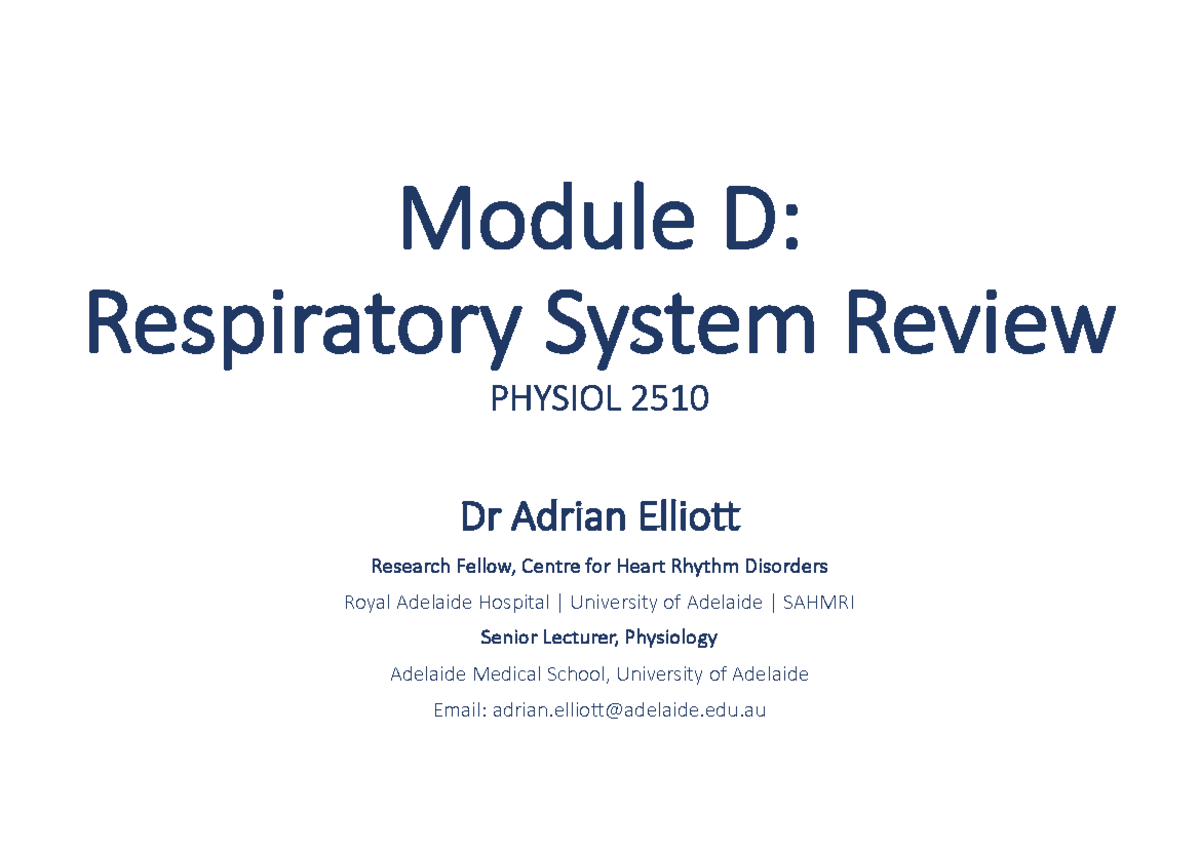R6 - Respiratory Review Slides - Module D: Respiratory System Review ...