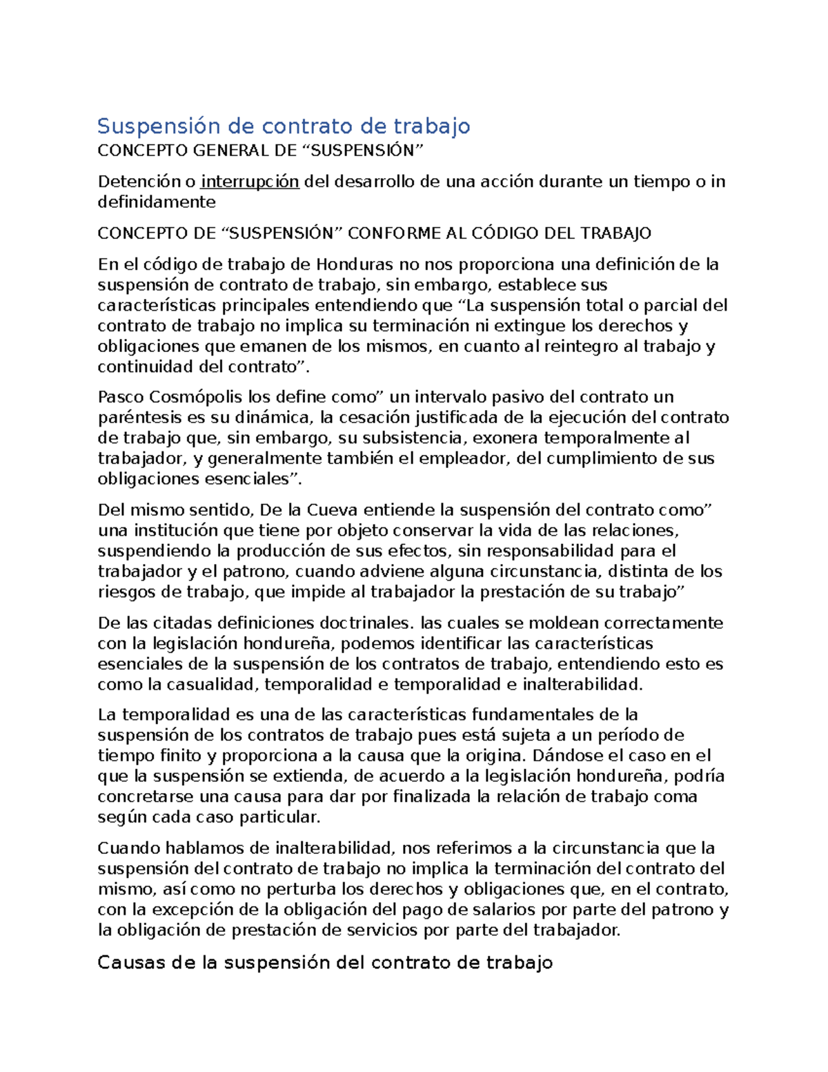Suspensión de contrato de trabajo- Aporte Maria Andino - Suspensión de ...