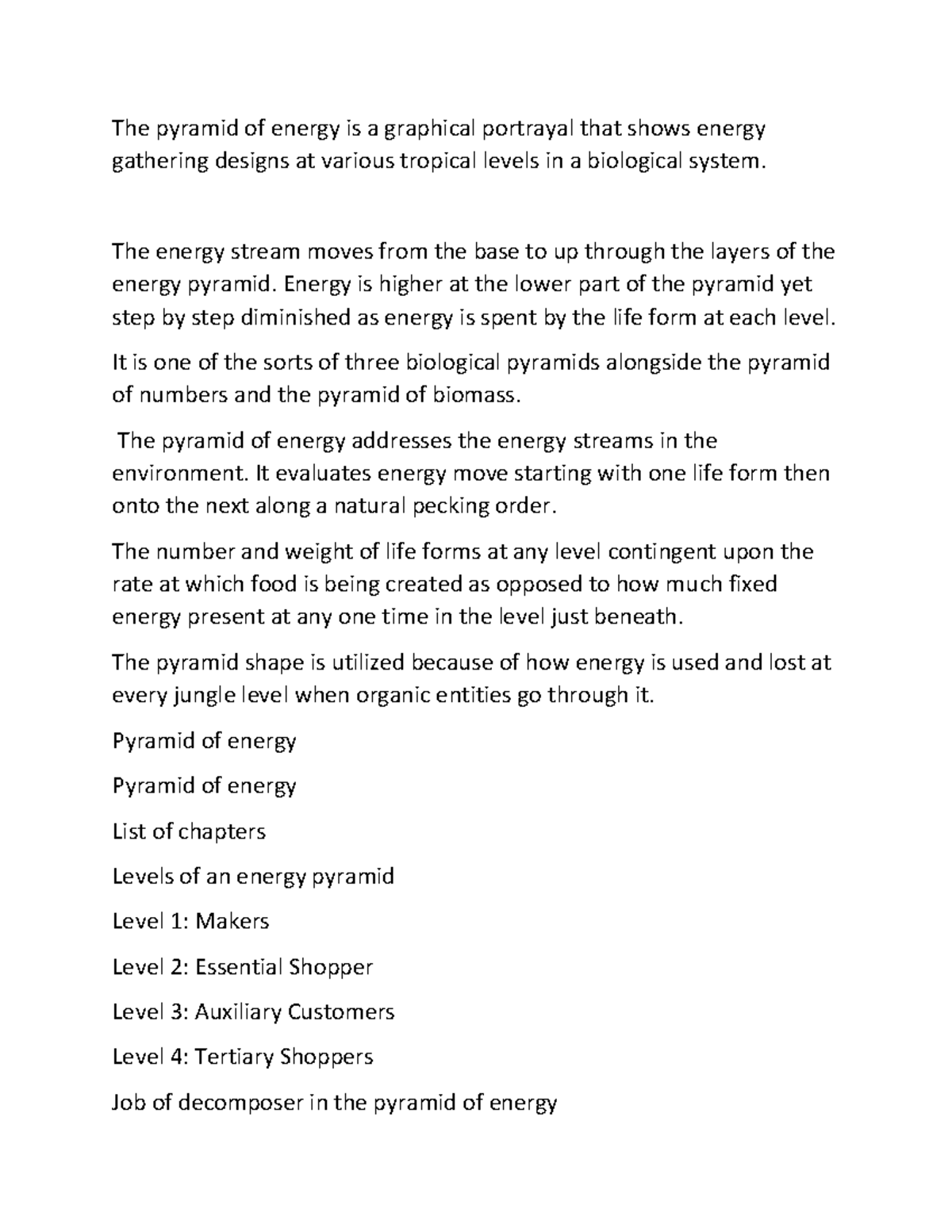 Document (2) - Short lecture notes of biology - The pyramid of energy ...