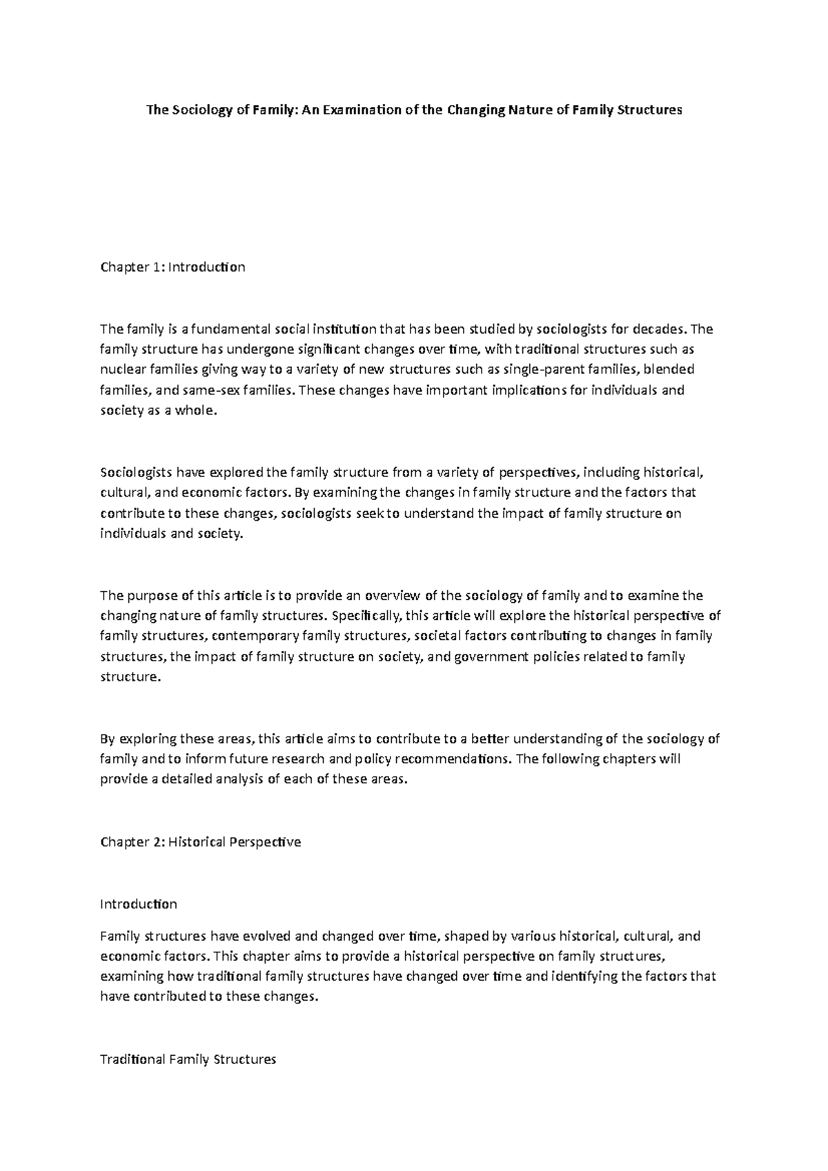 The Sociology of Family An Examination of the Changing Nature of Family ...