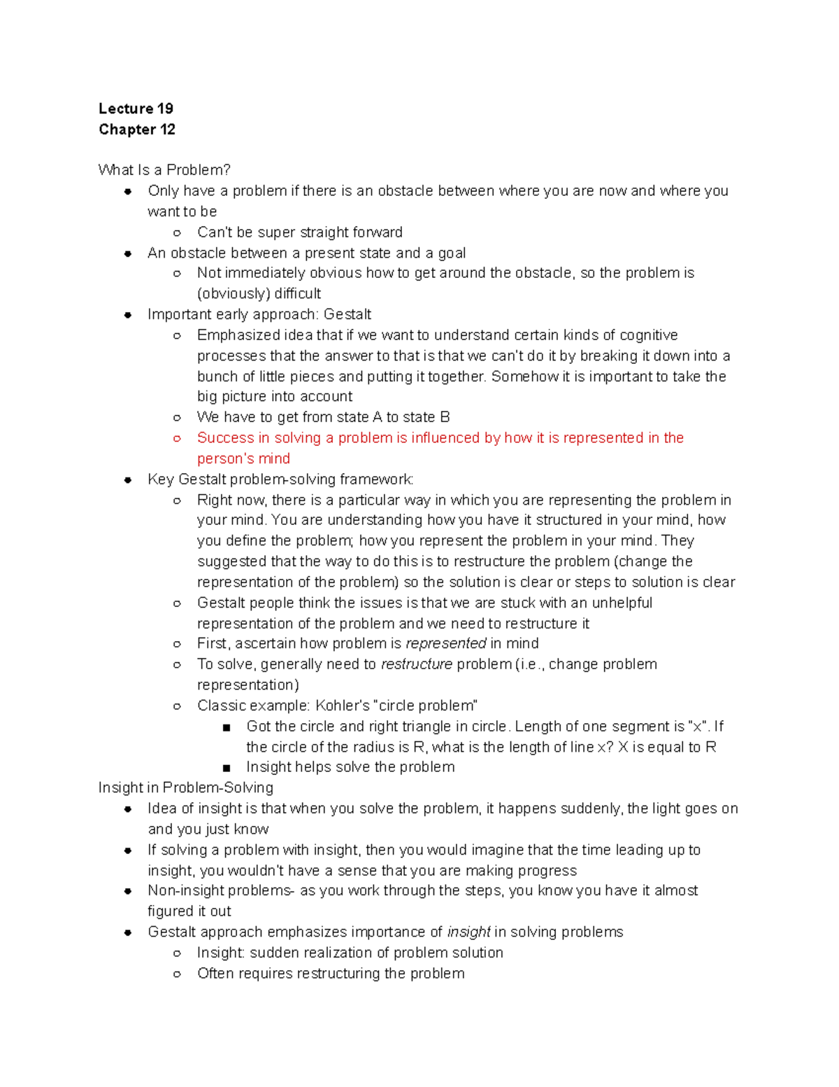 Psych 240 Lecture 19 20 Lecture 19 Chapter 12 What Is A Problem Only