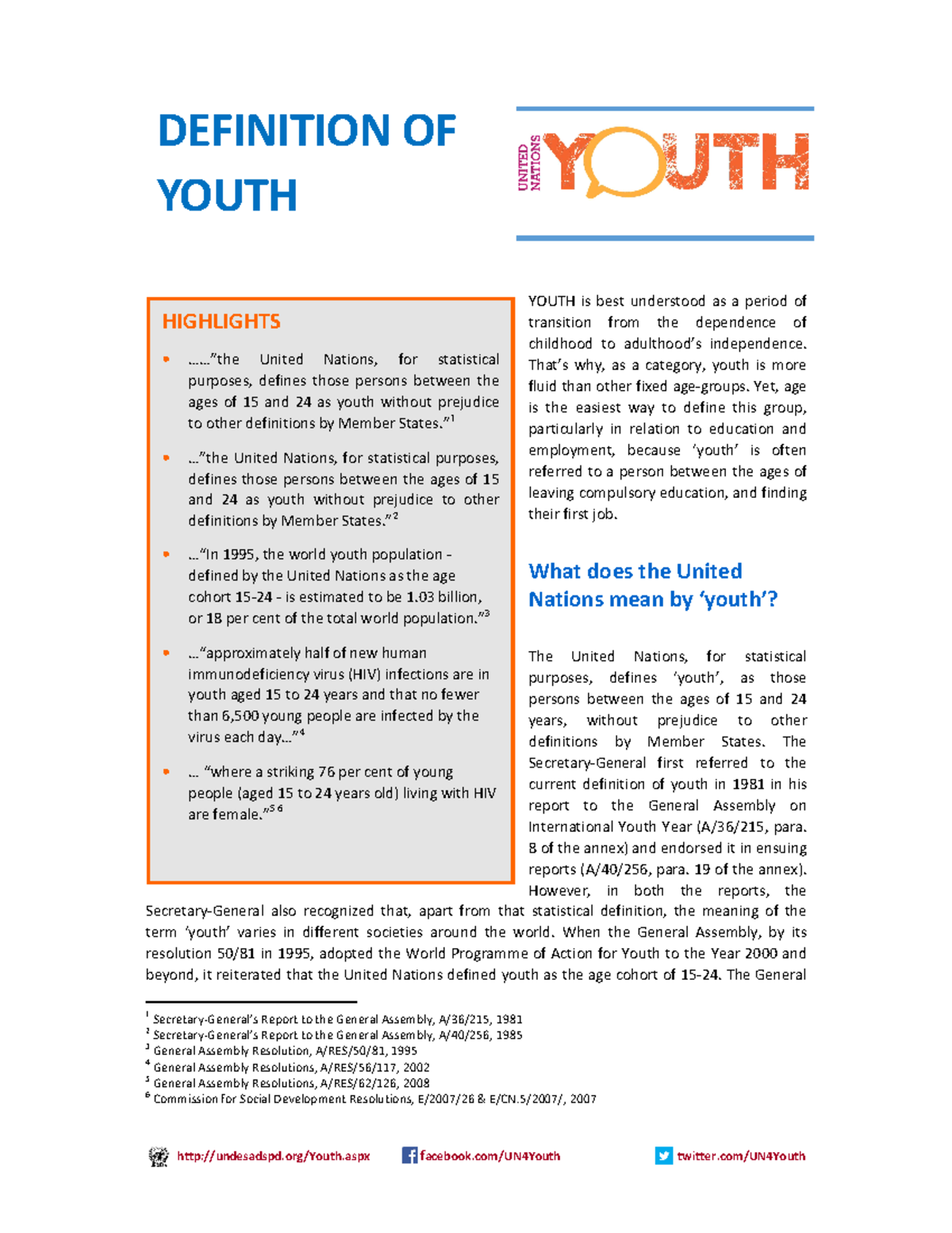 Youth-definition - none - undesadspd/Youth.aspx facebook/UN4Youth ...