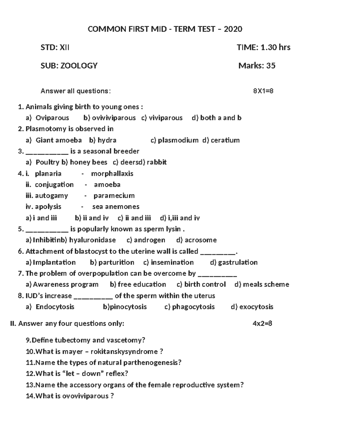 MT TEST SET-2 - GOOD - COMMON FIRST MID - TERM TEST – 2020 STD: XII ...