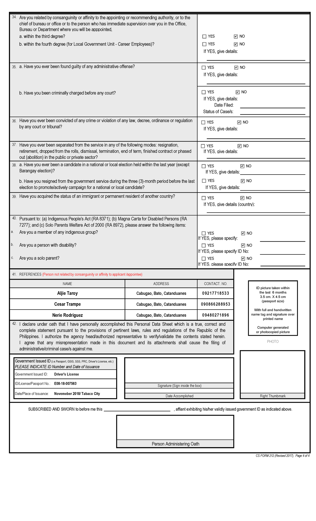 4 - nothin here - 34. Are you related by consanguinity or affinity to ...