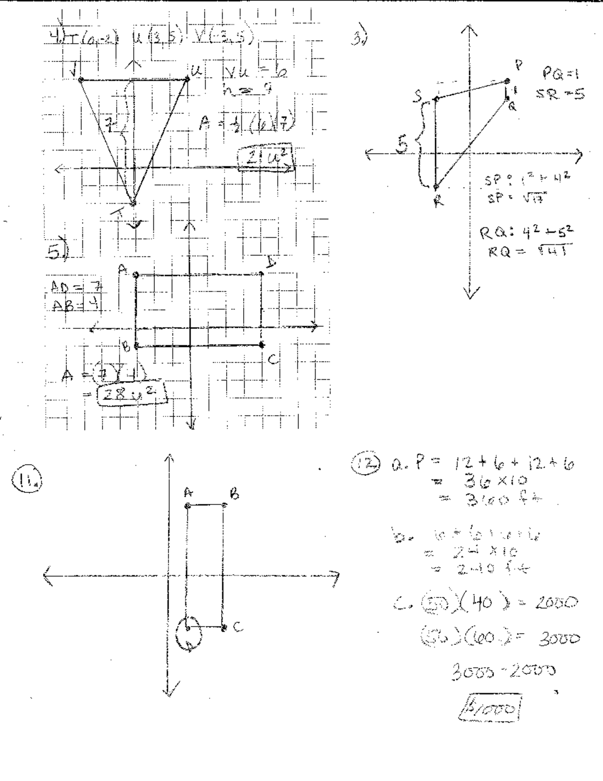 1.4A solutions - Geometry work - MATH 100 - 3) u P S I Q 7 A 5 21u2 SP ...