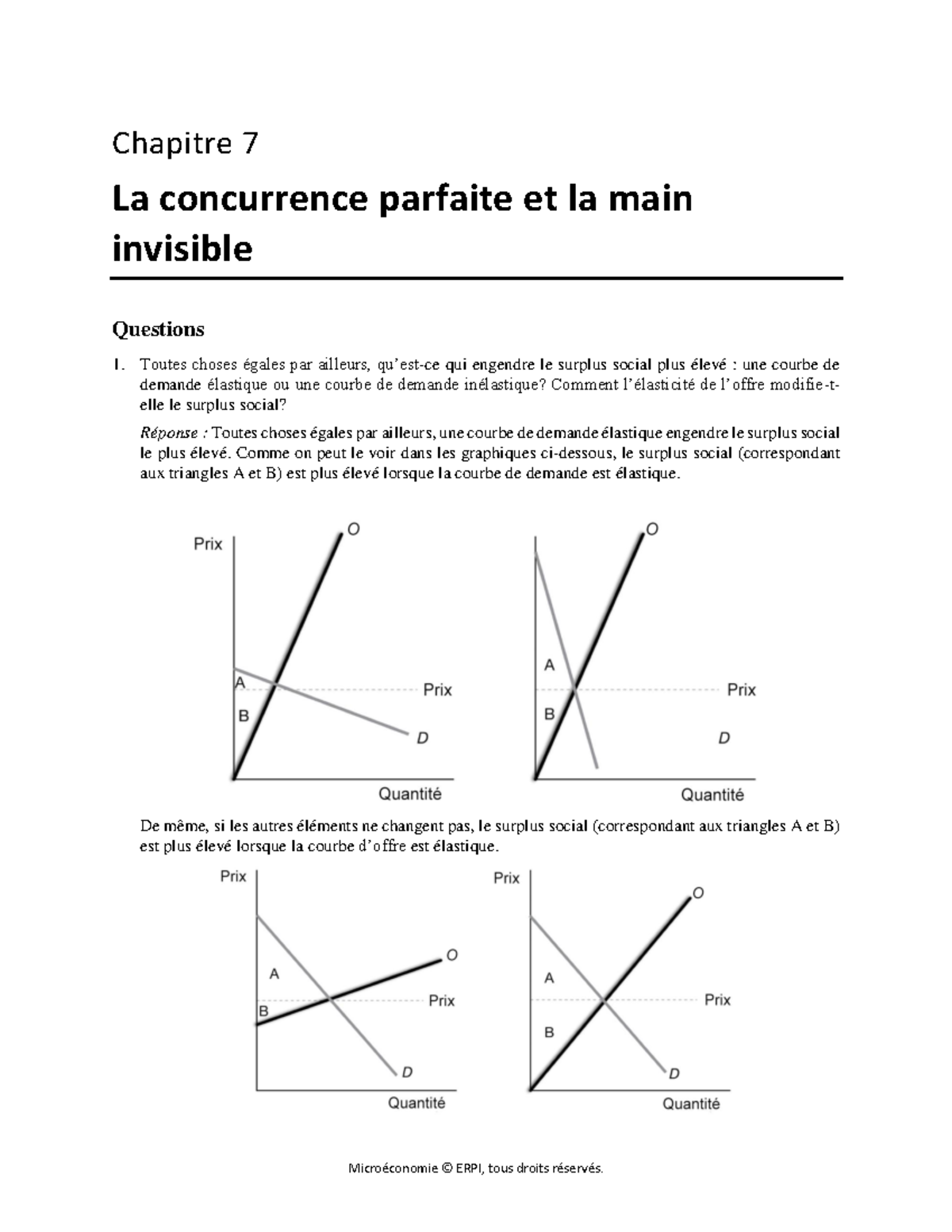 Acemoglu micro ch07 solutionnaire - Chapitre 7 La ĐoŶĐurreŶĐe parfaite et la ŵaiŶ iŶvisiďle ...