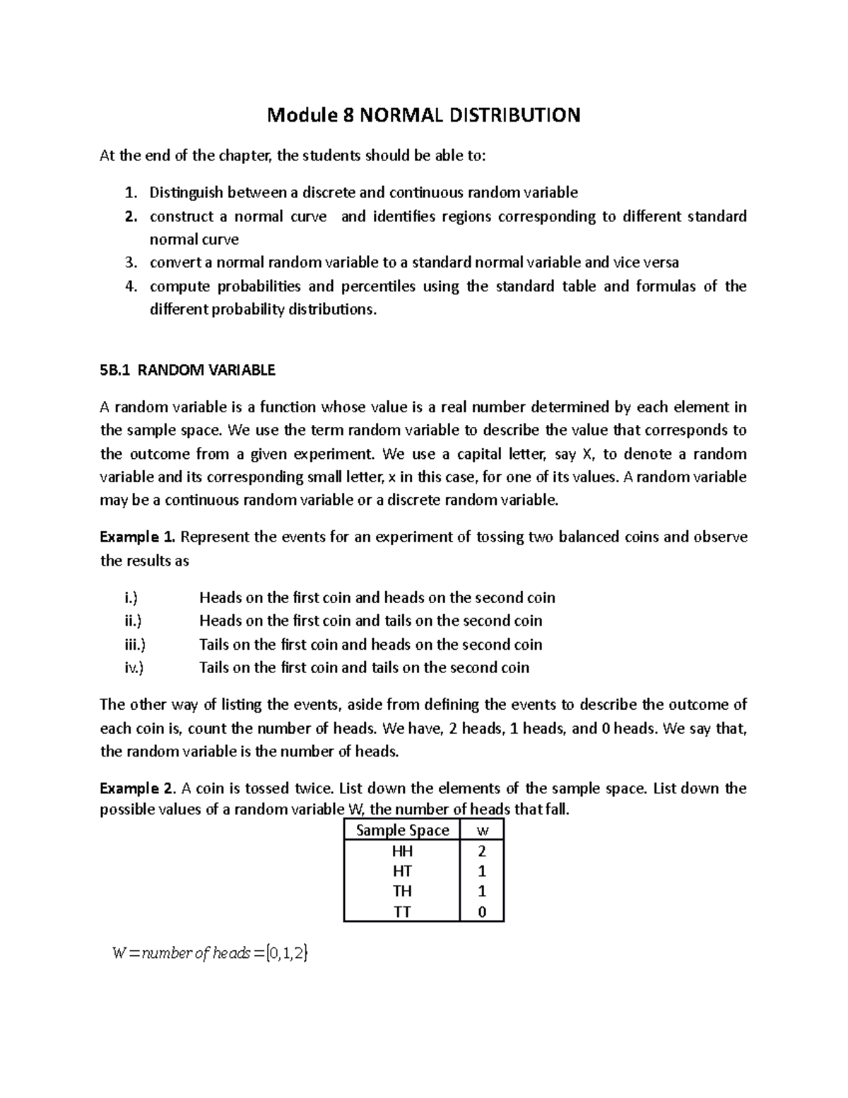 Module 8 Module - Module 8 NORMAL DISTRIBUTION At the end of the ...