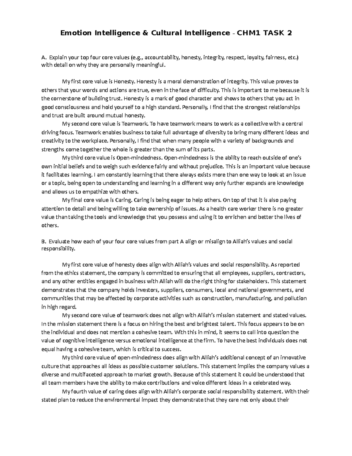 EI and CI - Task 2 - Task 2 - passed - Emotion Intelligence & Cultural ...