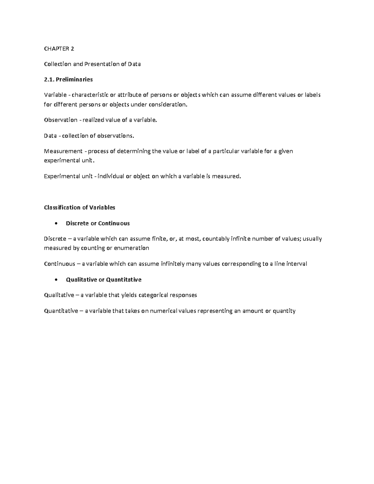 Chapter 2 - Introduction to Statistics - University of the Philippines ...