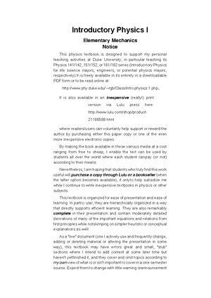 Introductory Physics I 2 - Introductory Physics I I: Getting Ready to ...