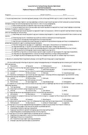 Practical research 1 summative test - SUMMATIVE TEST IN PRACTICAL ...