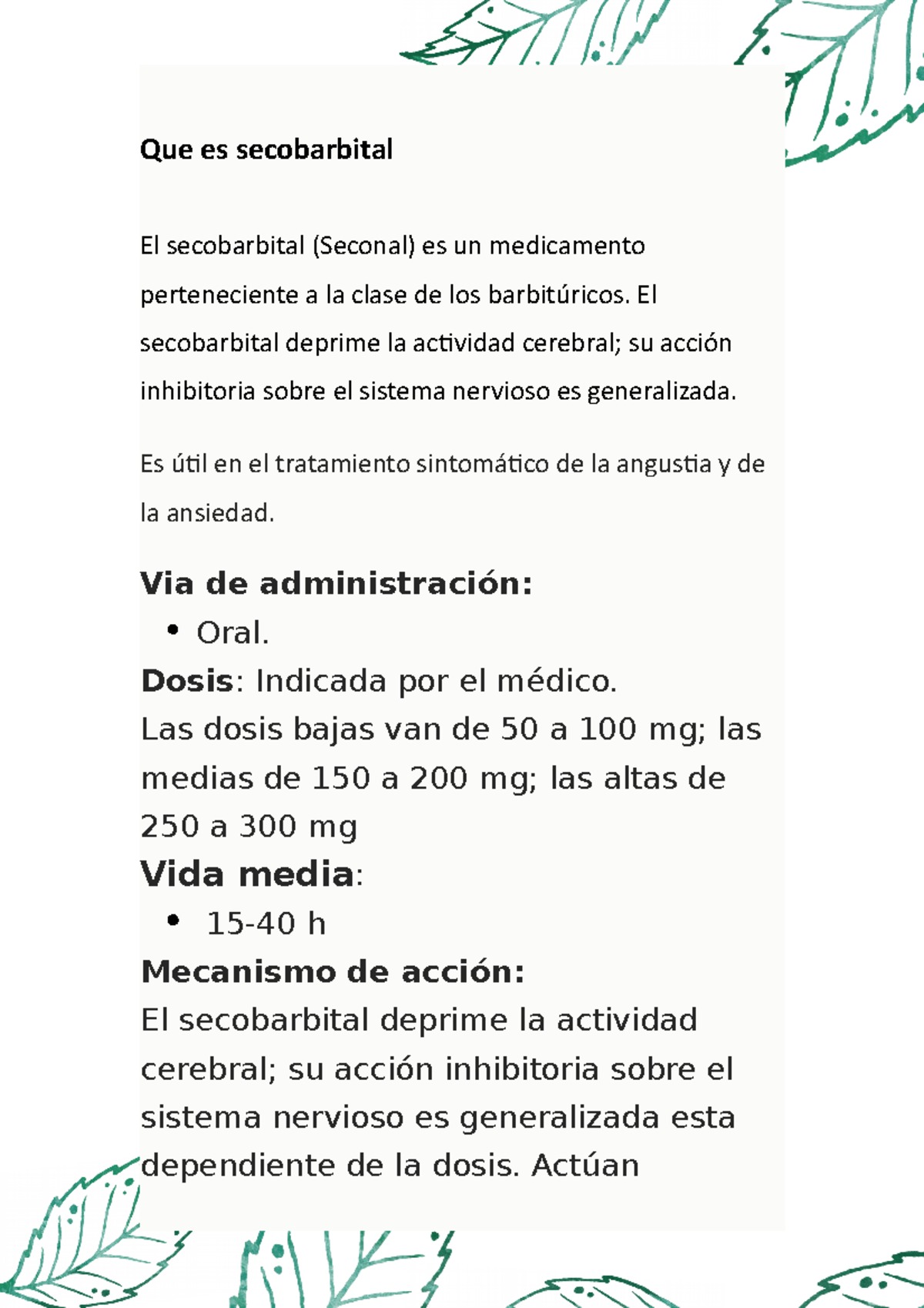 Farmacología para estudiantes - Que es secobarbital El secobarbital ...