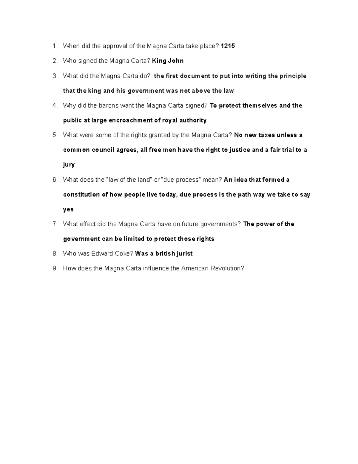 - Magna Carta Video Questions - When did the approval of the Magna ...