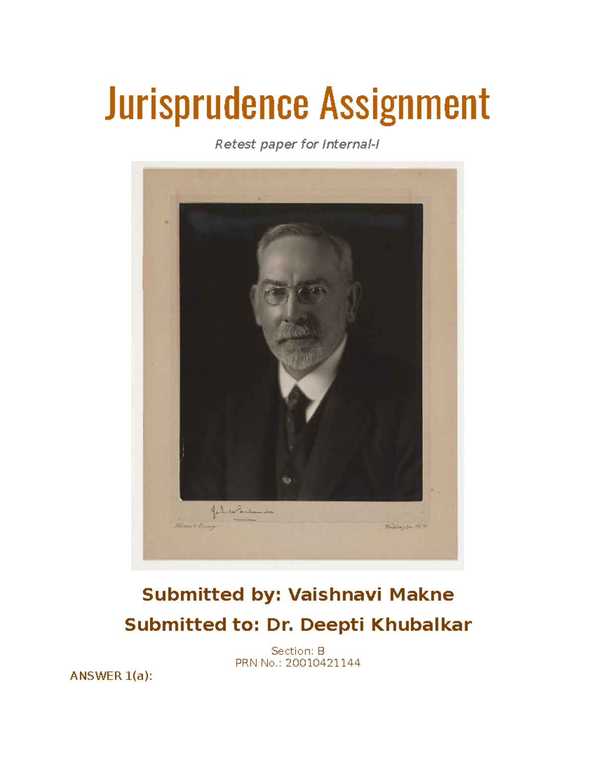Jurisprudence assignment - Jurisprudence Assignment Retest paper for ...