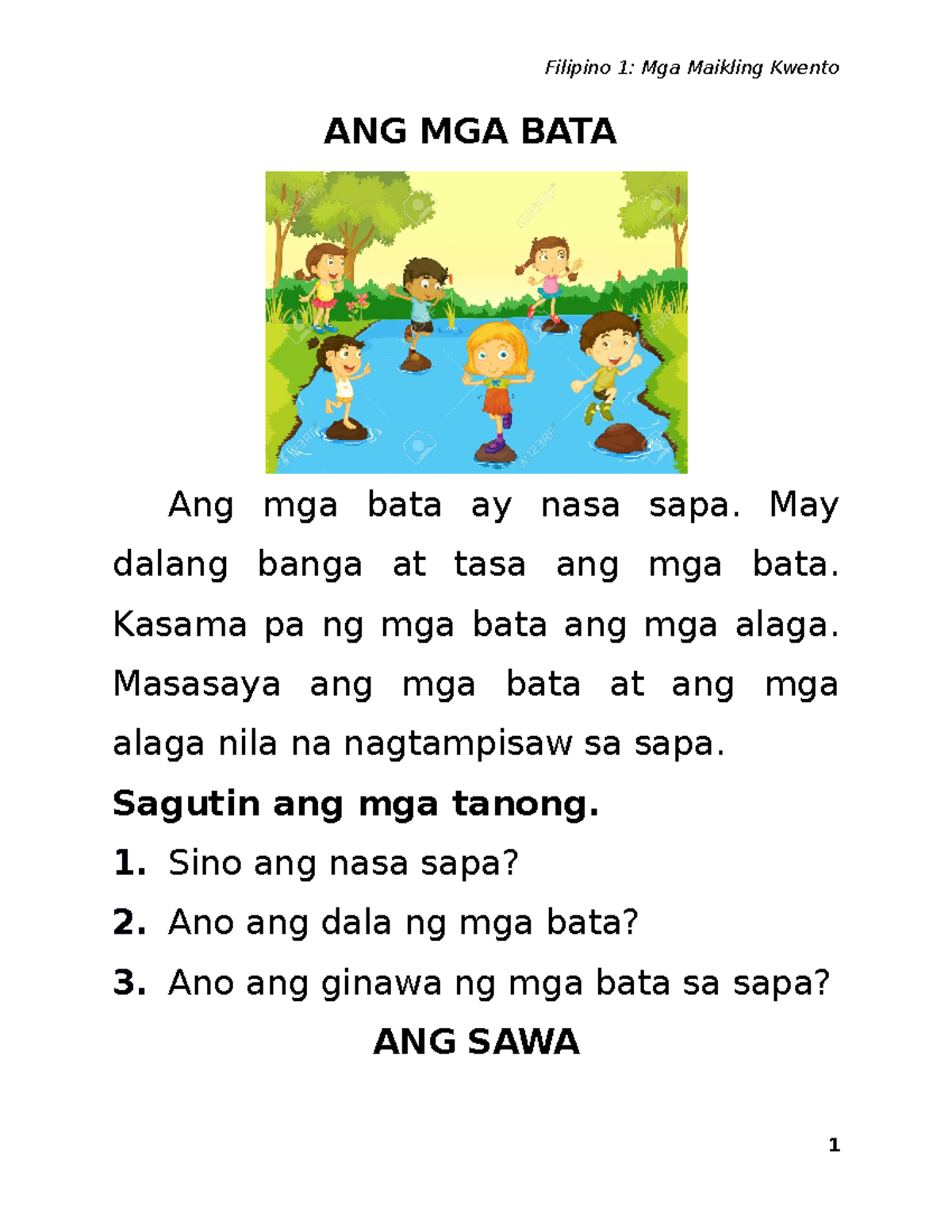 376714805 Grade 1 Maiikling Kwento - ANG MGA BATA Ang mga bata ay nasa ...