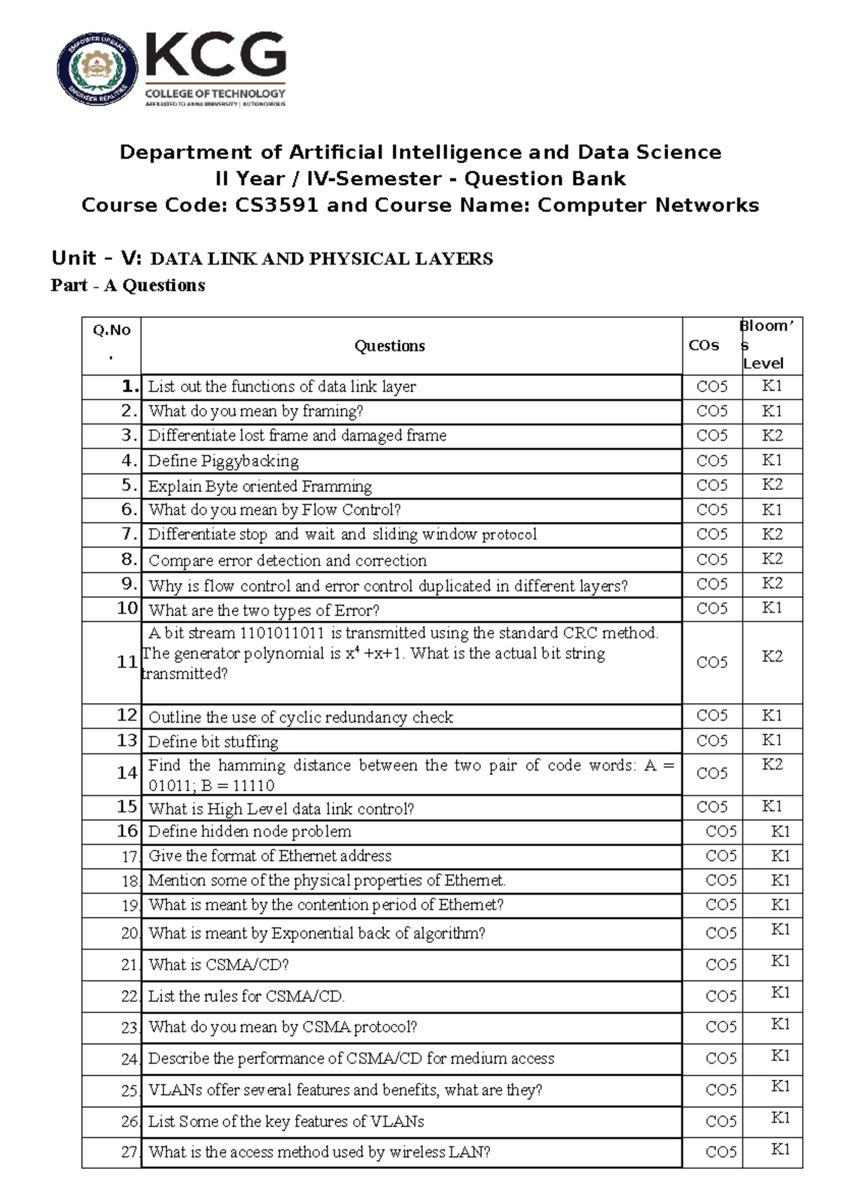 Unit-V QB - Vbnj - Department of Artificial Intelligence and Data ...