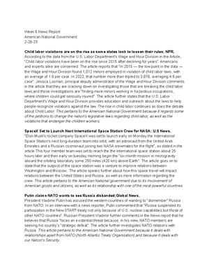 Week 2 News Report - Weekly Assignment - Week 2 News Report American ...