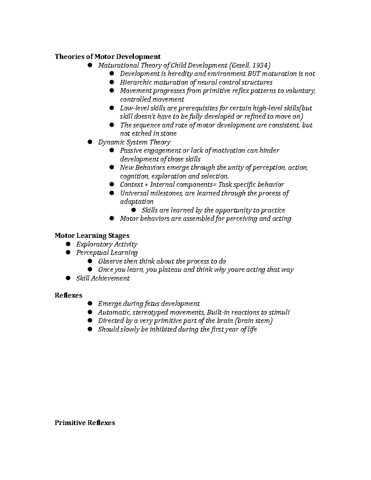 Theories.Positions.Grasps - Theories of Motor Development Maturational ...