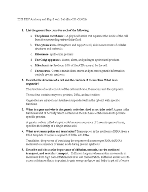 Quiz 11 - Questions and answers to Introductory Biology (Quiz 11) - Nov ...