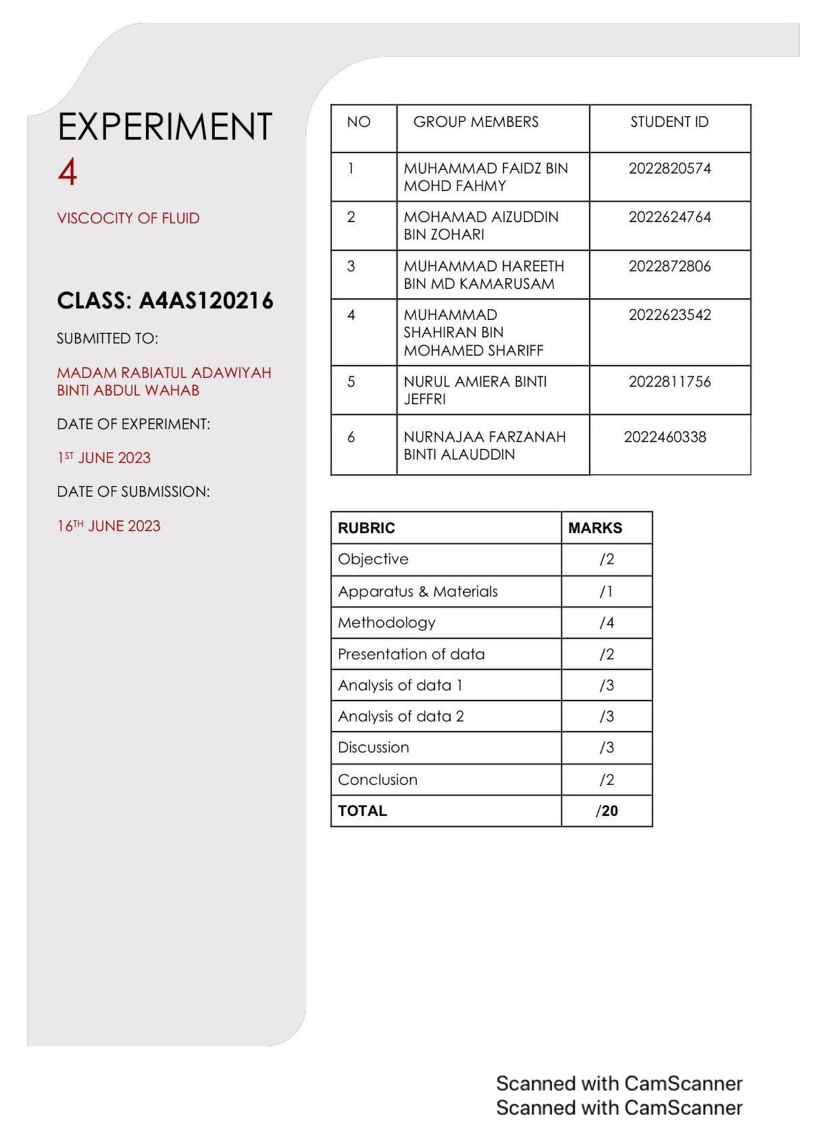 Group 4 Experiment 4 - Mechanics and Thermal Physics - Studocu