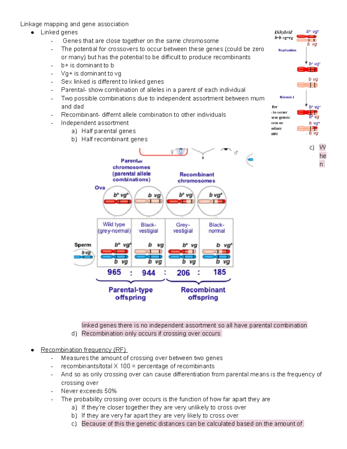 Lecture 22 - Linkage mapping and gene association Linked genes - Genes ...