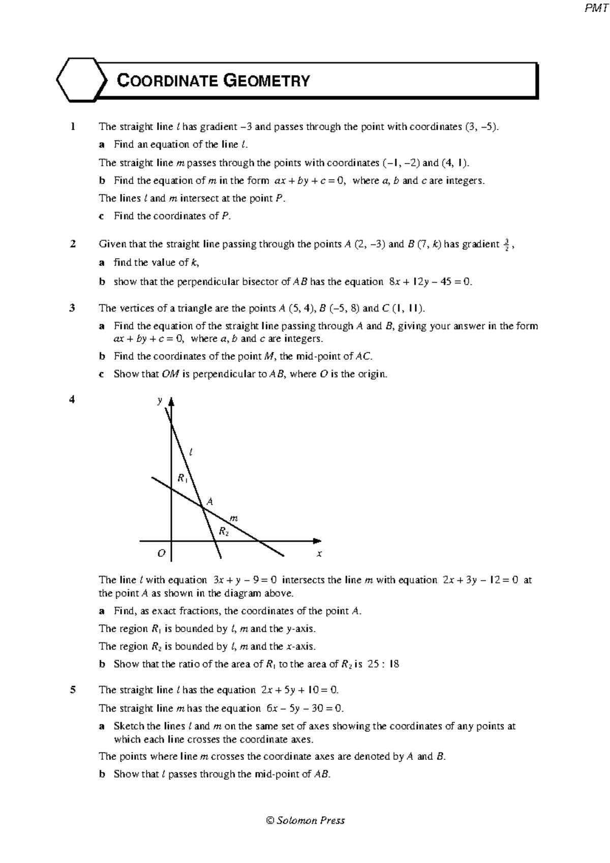 3a. Coordinate geometry − further questions - Solomon Press COORDINATE ...