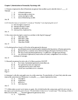 Chapter 3 - Personality Assessment - Chapter 3 – Personality Assessment ...