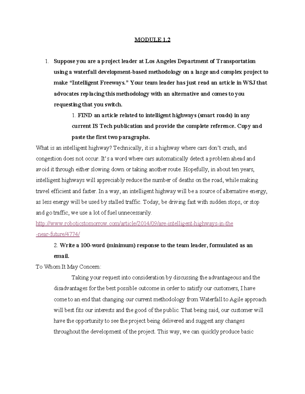 Module 1 - Chapter 1.2 summary - MODULE 1. Suppose you are a project ...