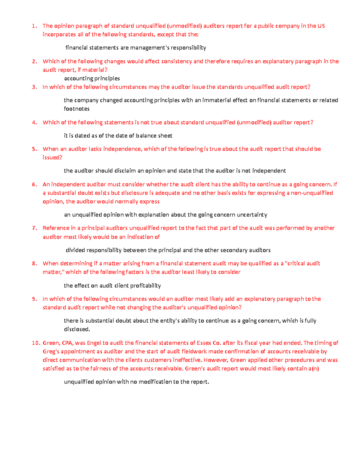 Ch 3 Quiz - accting - The opinion paragraph of standard unqualified ...