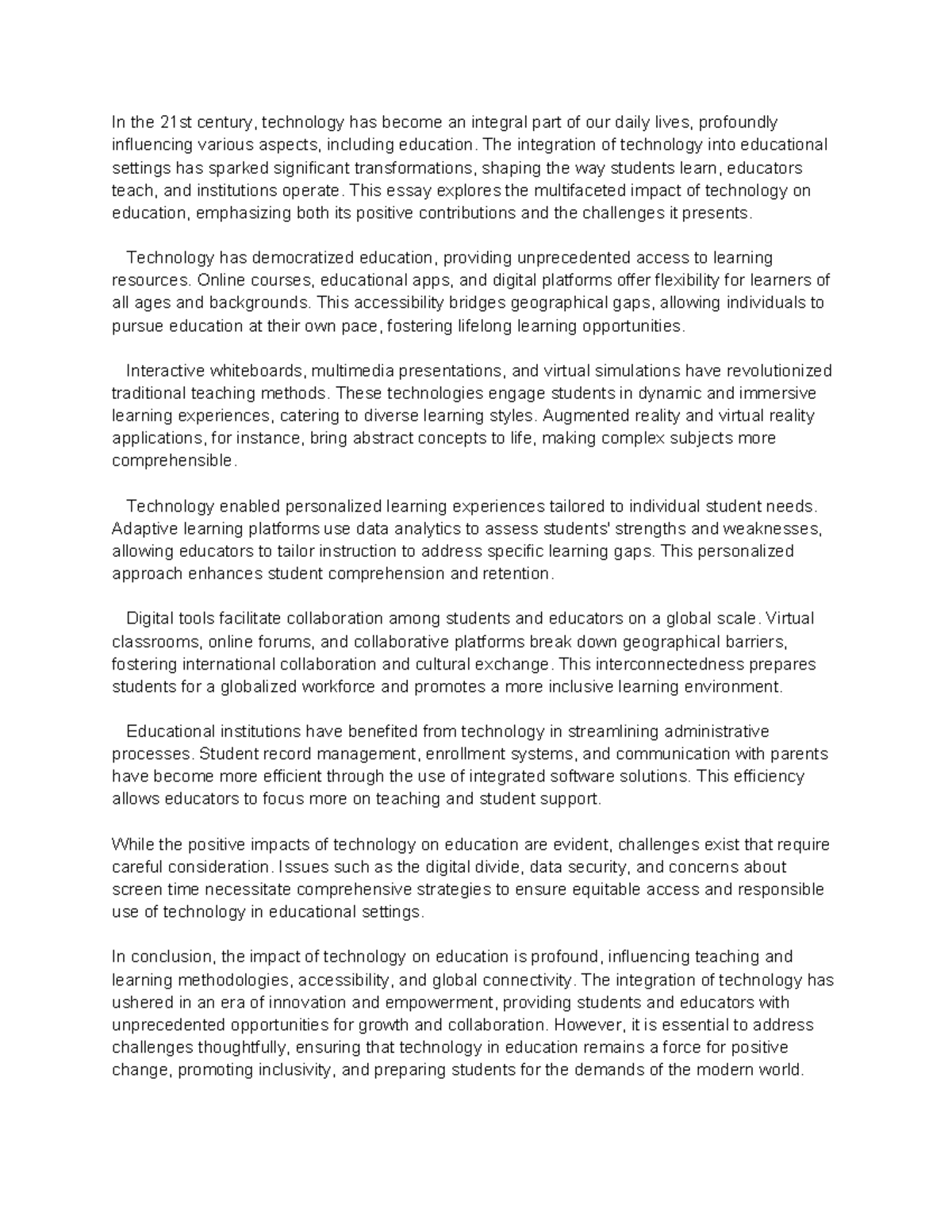 The Impact of Technology on Education - In the 21st century, technology ...