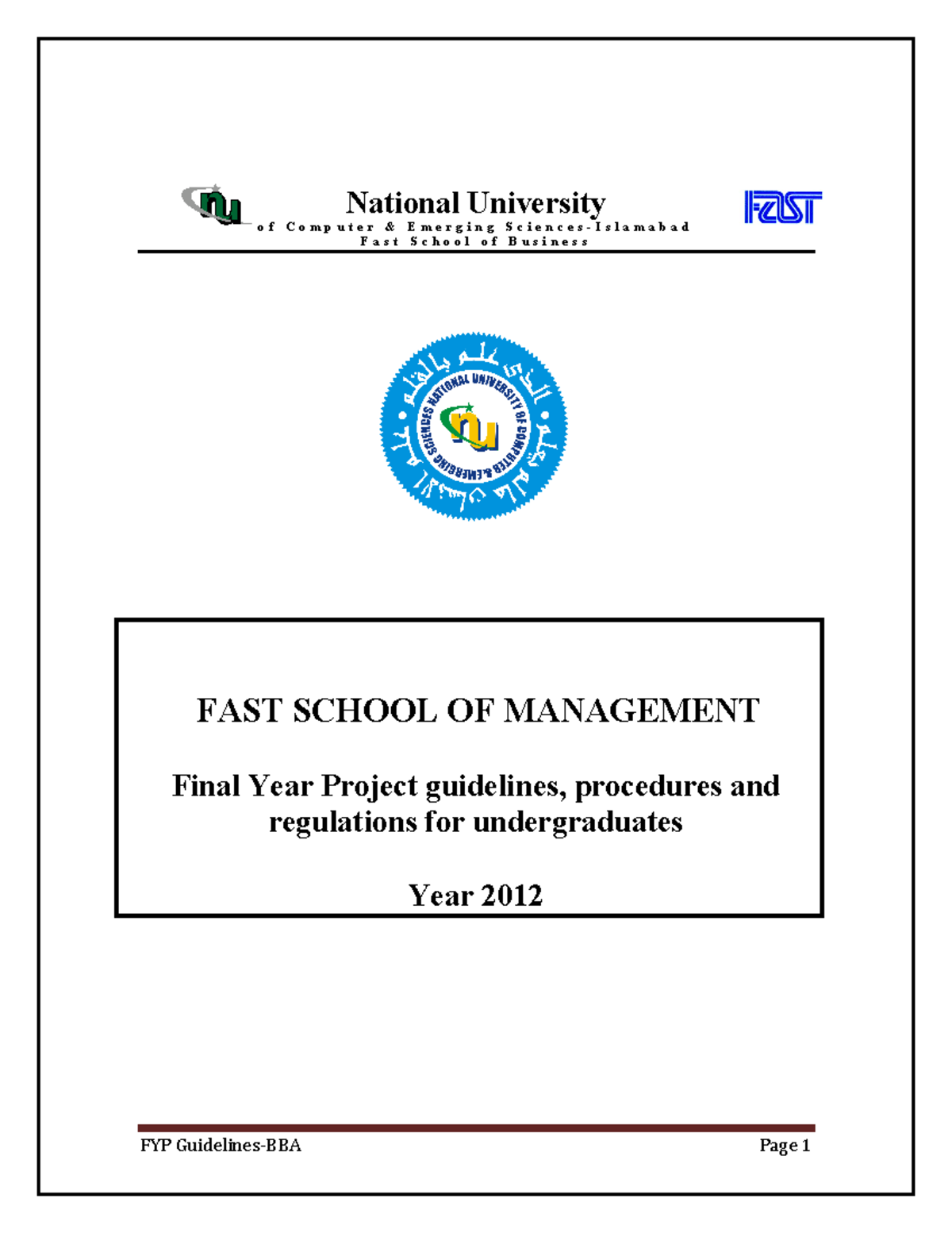 FYP Guidelines BBA - my research project - National University o f C o ...