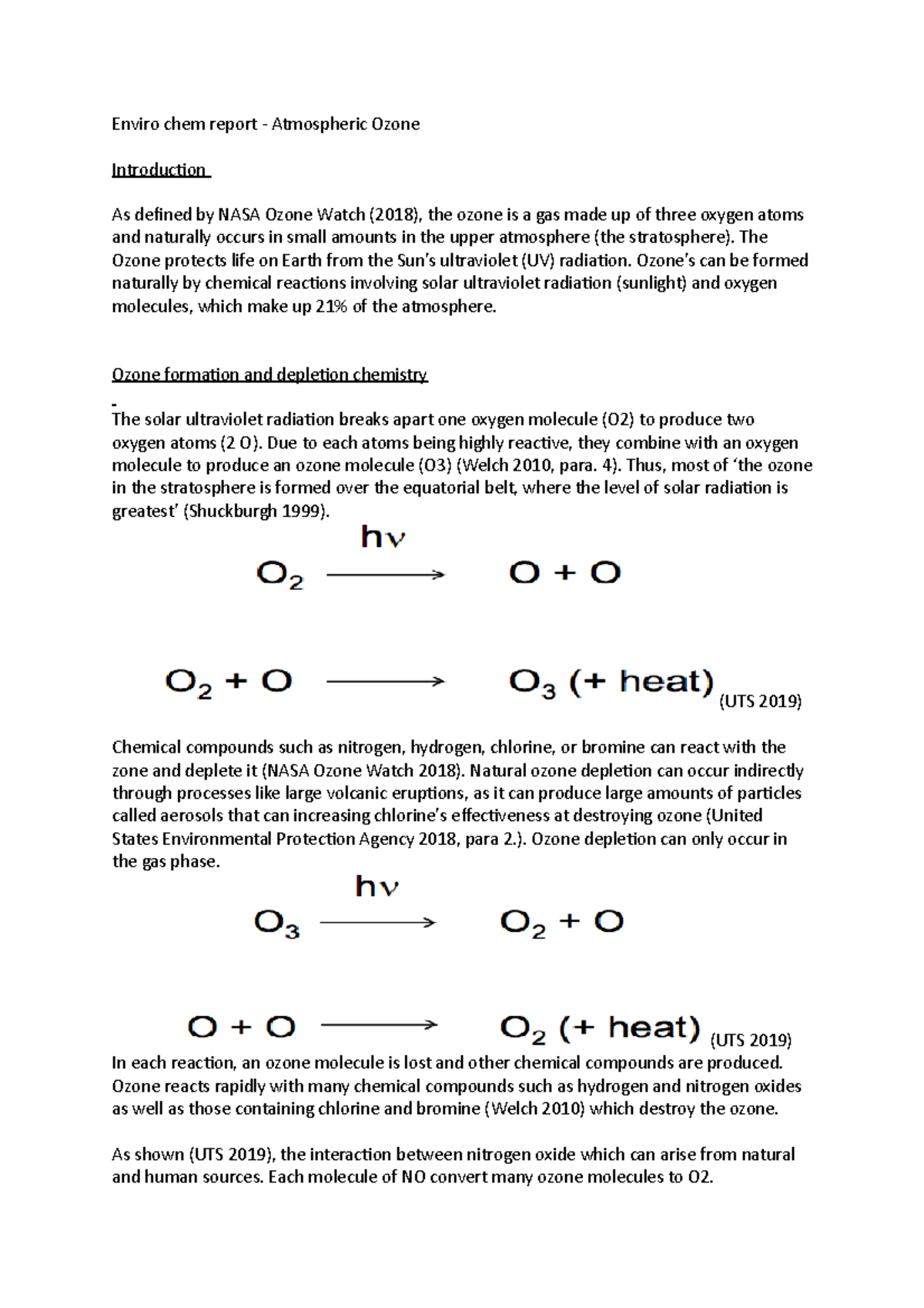 Enviro chem ozone depletion report - Enviro chem report - Atmospheric ...