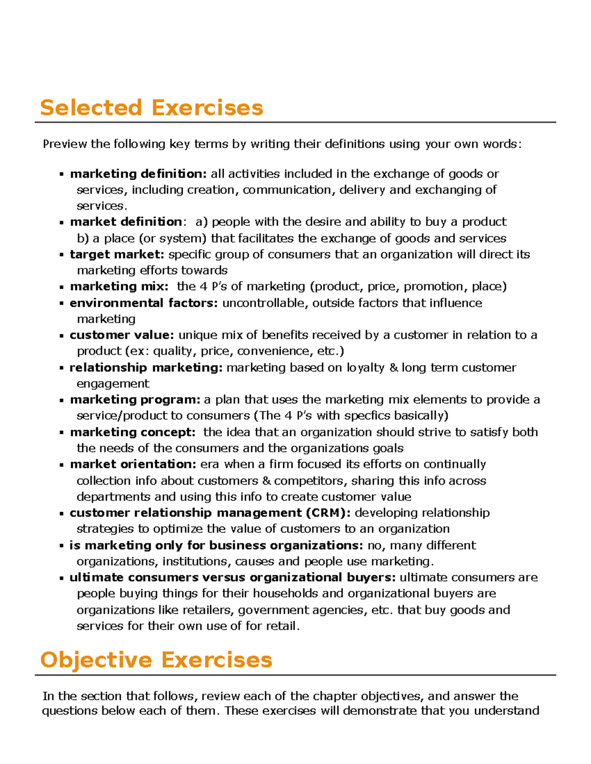 Module 1 - notes and definitions form chapter 1 - Selected Exercises ...