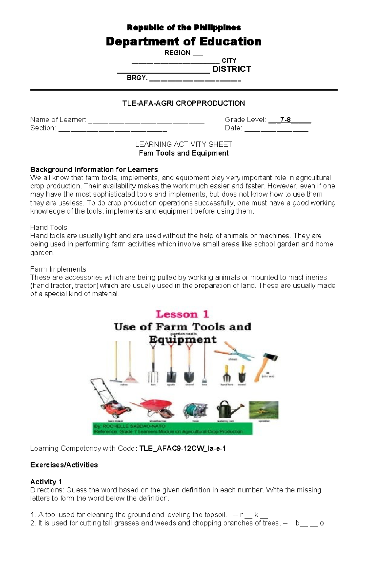 #1 Learning Activity Sheet ACP7-8 - Republic of the Philippines ...