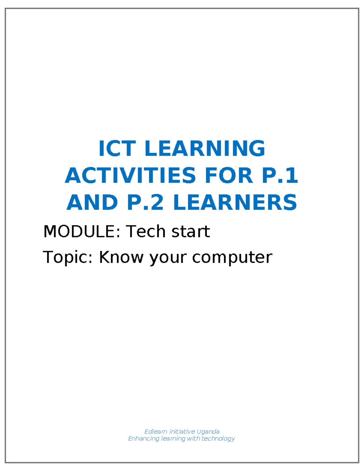 ICT Learning Activities FOR P - ICT LEARNING ACTIVITIES FOR P. AND P ...